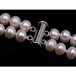 JYX Double-row 8mm Flatly-round Freshwater Cultured Pearl Necklace 22"