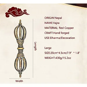 Gandhanra Powerful Vintage Tibetan Buddhism Dharma Ritual Vajra Dorje,Nine-pronged Phurba Pestle,Tantric Energy Device, Handmade in Nepal