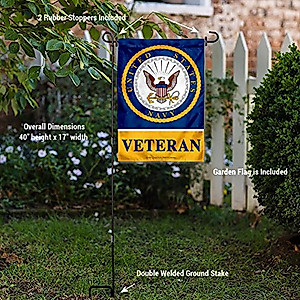 Navy Veteran Garden Flag with Stand Holder