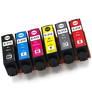 Remanufactured Ink Cartridge Replacement for 312XL 314XL 312 XL T312XL use with Expression Photo XP-15000 XP15000 Printer (6 Pack)