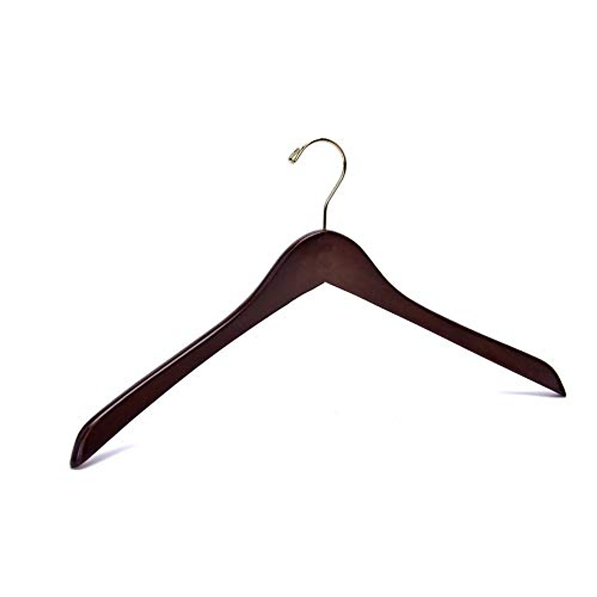 Quality Wooden Curved Coat Hangers, Suit Hangers, Smooth Solid Wood Pants Hangers, Swivel Hook, Coat, Jacket, (Walnut - Gold Hook, 5)