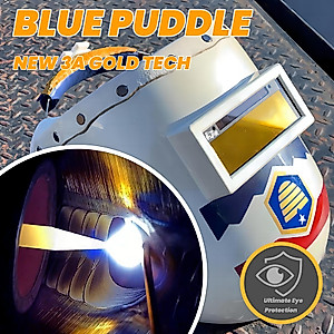 Gold Shade 11 2x4 1/4 Auto Darkening Welding Lens, Cool Blue Puddle Technology 2x4 Welding Lens, Welding Lens Auto Darkening Replacement for a Sugar Scoop Welding Hood or Pancake Welding Hood