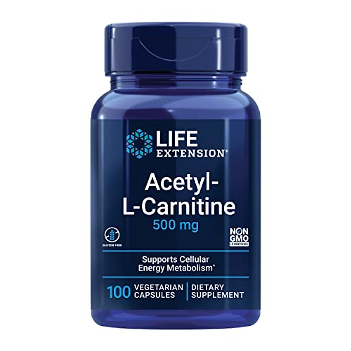 Life Extension Acetyl-L-Carnitine, Acetyl-L-Carnitine, vitamin C, Brain, mood & nerve health, cellular energy, 3-month supply, Gluten-Free, Non-GMO, Vegetarian, 100 Capsules