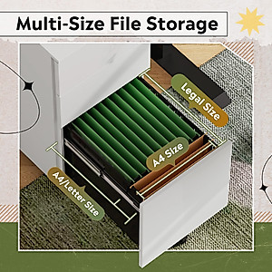 DEVAISE White File Cabinet, Small Filing Cabinet with 3 Drawers with Slim Width for Home Office, Rolling Under Desk Cabinet (11.8 inch)