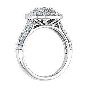 FINEROCK 1 Carat Cushion Shape Halo Diamond Engagement Ring in 10K White Gold (Ring Size 4.5)