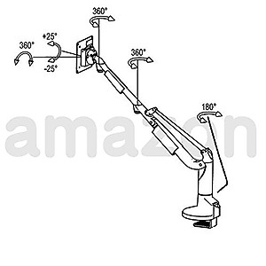 Lumen MA-GS104SV Monitor Arm (360° Rotation, Gas Pressure), Can be Mounted Up to 16.5 lbs (7.5 kg)