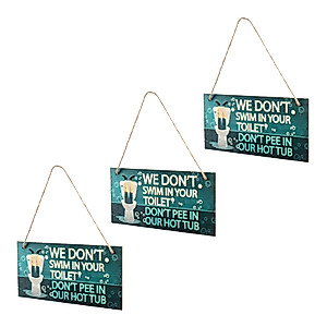 STOBOK 3pcs Bathroom Wall Wooden Sign Bathroom Signs for Door Wood Decor Christmas Decor Bathroom Funny Sign Bathroom Decor Funny Pool Sign Bathroom Wall Sign Bathroom Hanging Pendant