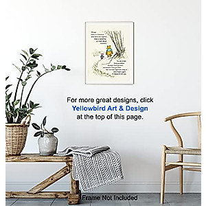 Winnie Pooh Wall Art - Kids Wall Art - Boys Room, Baby Nursery Decor - Girls Bedroom Decor - Wall Decor for Toddlers - Always Remember You Are Braver Than You Believe - A. A. Milne Poster 11x14 Gift