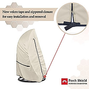 Porch Shield Patio Hanging Egg Chair Cover - Waterproof Outdoor Single Seat Wicker Swing Egg Chair with Stand Protector, Beige