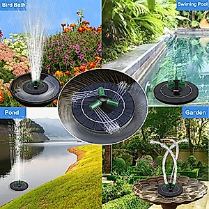 PHIAMOLY 4W Solar Water Foutain with 6 Colorful LED Lights Solar Powered Fountain with 5 Nozzles for Bird Bath, Pond, Pool,Garden, Outdoor