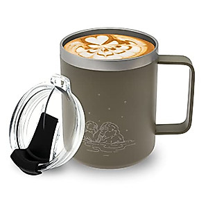 Coreflex 12 oz Insulated Coffee Mug with Handle & Lid, Stainless Steel Double Walled Vacuum Insulated Tumbler Cup, Travel Coffee Cup Thermal Cup - Home, Office, Travel, Outdoor, Camping