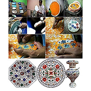 Black Marble Inlay Coffee Table 30" Round Center Table, patio table, Hallway Center Table, Centre Piece, Piece of Conversation