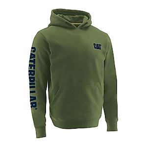 Caterpillar Men's Trademark Banner Hoodies Featuring CAT Logo on Chest and Sleeve with S3 Cord Management, Chive, 4XL