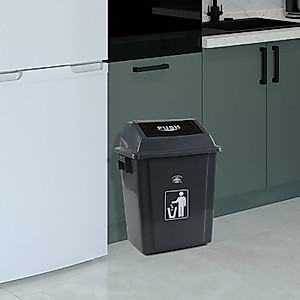 Egarye 5 Gallon Swing-Top Kitchen Trash Can, 4-Pack Plastic Garbage Can with Swing Lid, Gray