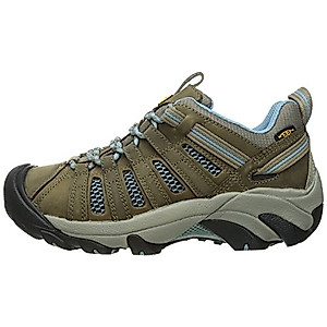 KEEN Women's Voyageur Low Height Breathable Hiking Shoes, Brindle/Alaskan Blue, 8 US