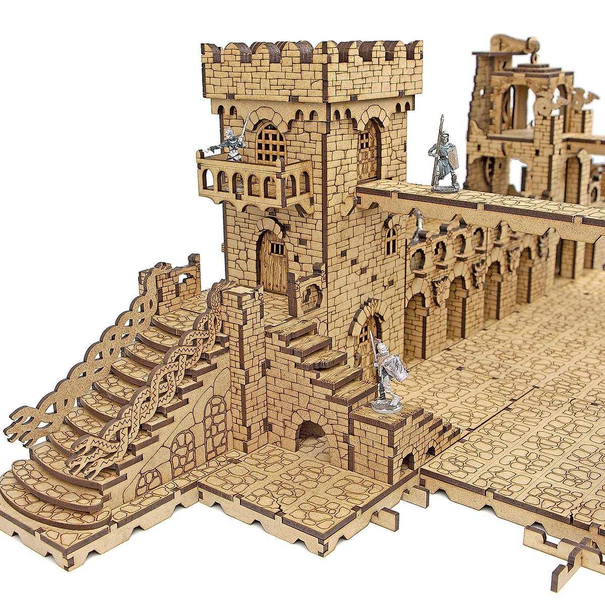 TowerRex 3D Modular Battle Map D&D Terrain Prison Buildings - DND Accessories, Set for Dungeons & Dragons, Pathfinder, Warhammer, Tabletop Battle mat Grid, Wargaming Terrain for 32mm 28mm Miniatures