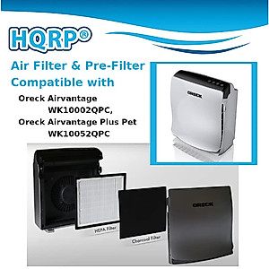 HQRP Filter Kit Replacement for Oreck WK01234QPC, Opti Max 94 AIR94 Compatible with Oreck Airvantage WK10002QPC, WK10002, WK10004, Airvantage Plus Pet WK10052QPC WK10052 Air Purifiers