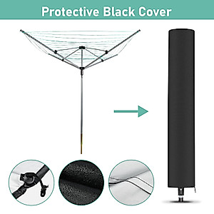 ISXACFF Rotary Outdoor Umbrella Drying Rack Umbrella Clothesline Rotary Dryers Clothes Line 4 Arms Height Adjustable Foldable Retracting 12 Lines with 165ft Clothesline