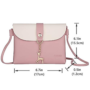 AISPARKY Small Crossbody Purse,PU Leather Small Purse for Womens and Girls With Pendant With Strap/Gold Chain Strap(Pink)