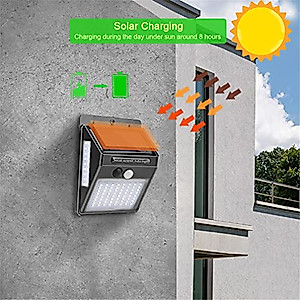 RXF LED Solar Light Outdoor Solar Garden Lamp PIR Motion Sensor,3 Working Modes Solar Wall Light with IP65 Waterproof Safety Light, Suitable for Courtyard Garage Deck,2pcs
