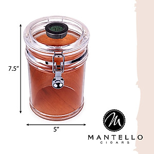 Mantello Cigar Humidor Jar- Acrylic Humidor with Hygrometer for Cigar Humidor, Airtight Lid & Humidifier- Acrylic Humidors for Cigars with Cedar Wood Lining, Holds 18 Cigars
