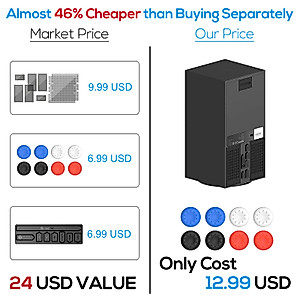 Dust Filter Cover for Xbox Series X with Rubber Dust Plugs, Top Case Vent Dust Proof Filter Cover, Silicone Dust Plugs and Thump Grip Caps for Xbox Series X - 2 Pack Sets