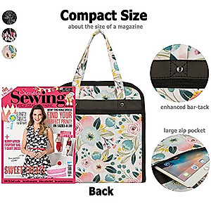 PACMAXI Sewing Accessories Storage Bag, Knitting, Craft Tools and Accessories Organizer, Roomy Carrying Bag for Sewing Tools and Accessories (Flower with Beige Background)