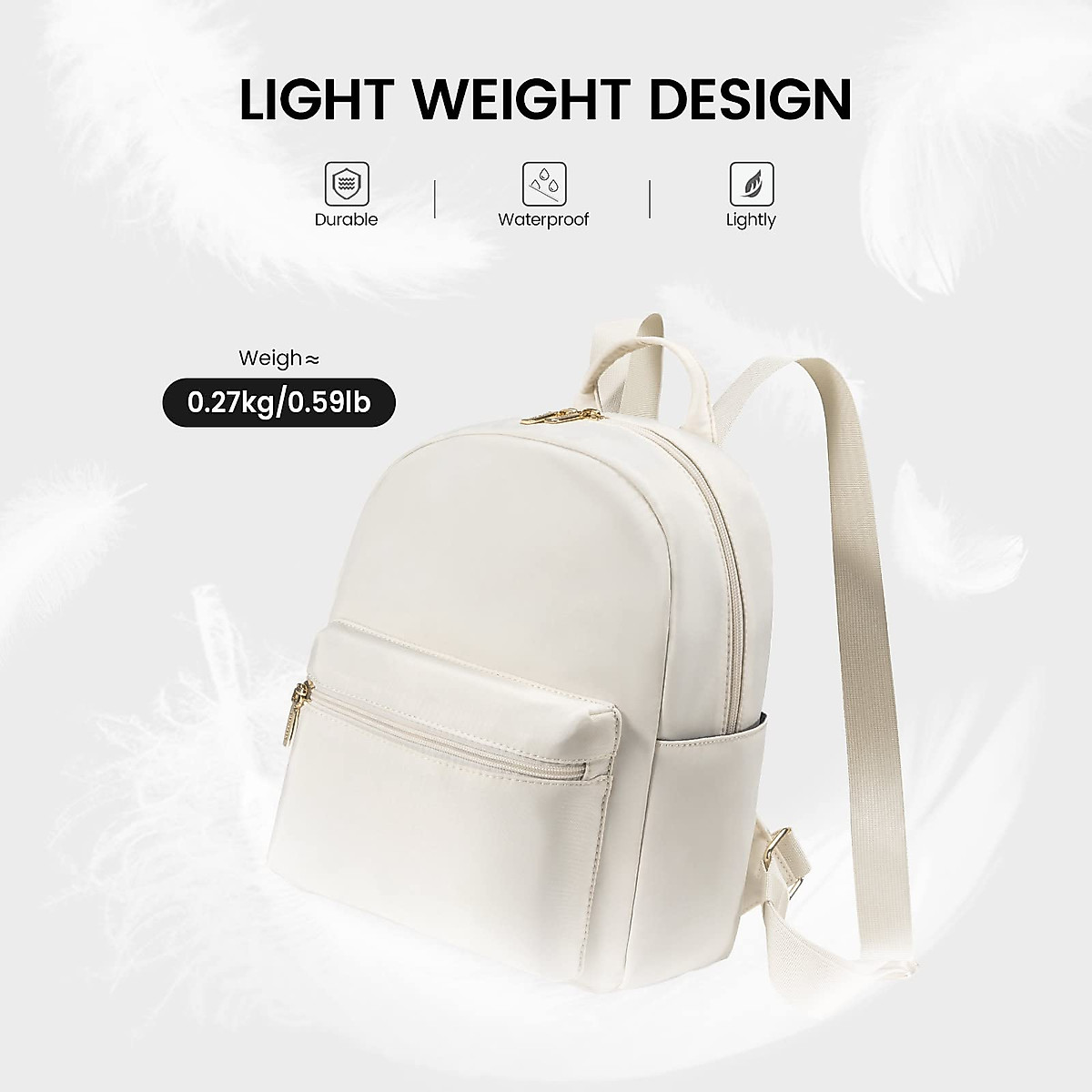 LOVEVOOK Mini Backpack for Women Light Weight Small Waterproof fashion Backpack Purses Daily Backpack Beige