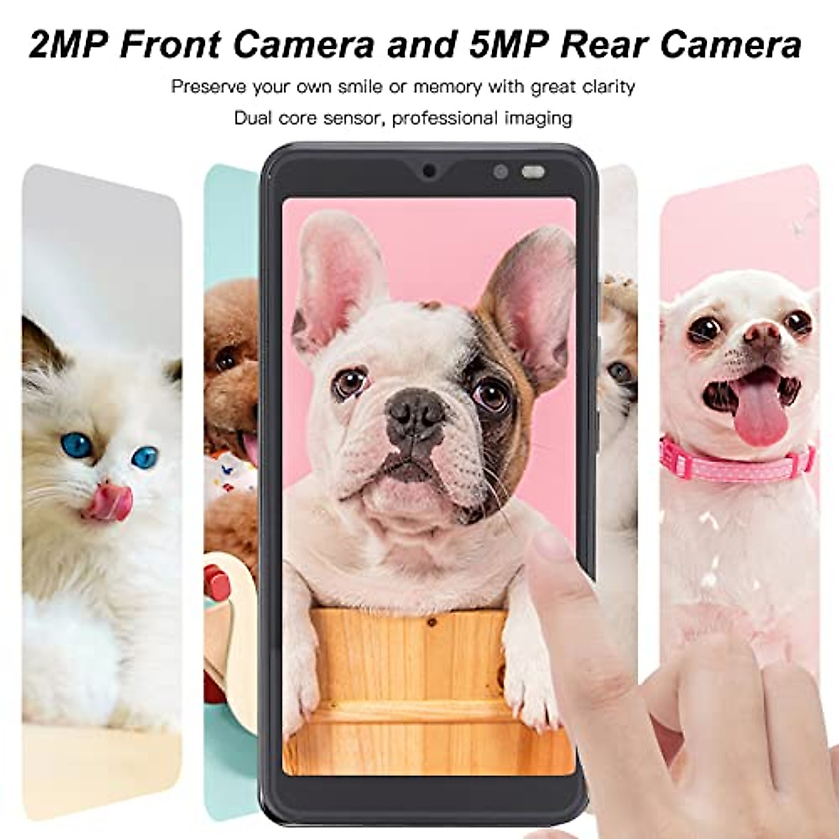 VBESTLIFE 3G Smartphone Unlocked, 5.45 Inch Smartphone, 2GB RAM 32GB ROM Cell Phone, Support Face Recognition, for MTK6799 Quad Core CPU, for Android 6(Gray)