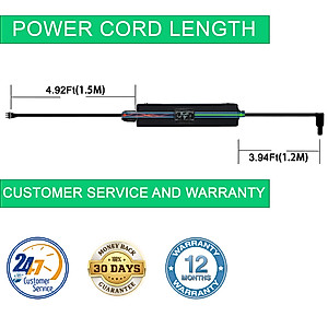 AC Power Supply Cord for Acer LCD Monitor G246HL G237HL G276HL H236HL S230HL S202HL S231HL S232HL H276HL G236HL G206HL S240HL S220HQL H277H S271HL G247HL H226HQL G226HQL S241HL G206HQL Adapter