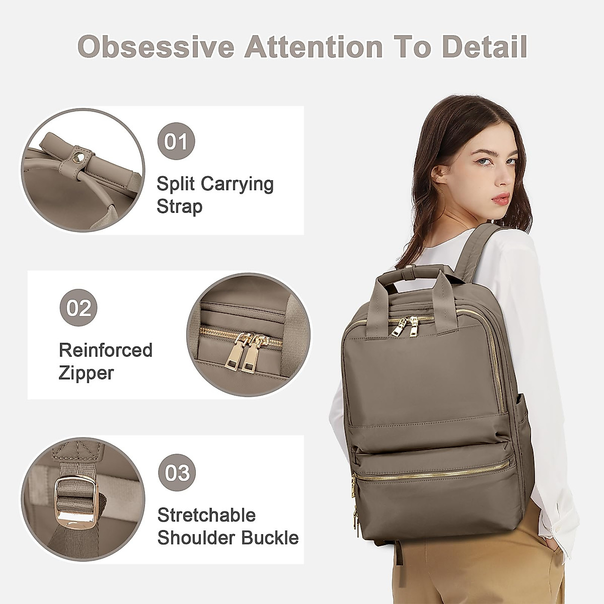 suratio Travel Backpack Carry On Flight Approved Small Travel Backpack For Women Carry On Backpack Personal Item Travel Bag Laptop Teacher Backpack Work Backpack For Traveling On Airplane Dark Brown