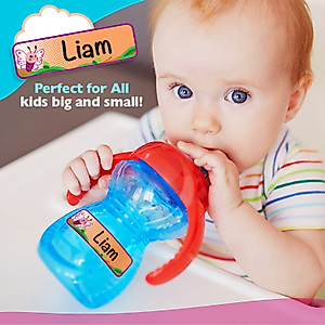 Sprout Stickers Baby Bottle Labels for Kids and Babies - 96 Daycare Labels - Kids Waterproof Labels - Self Laminating, Easy to Use - Daycare Supplies - Name Labels for Kids - for School, Reusable