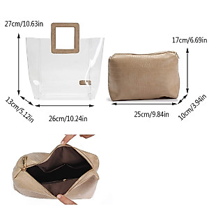 Poxas Womens Transparent Shoulder Bags Clear Tote PVC Handbag Jelly Purse Waterproof Bag (Khaki)