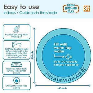 TT TUMMYTIMEZ Premium Tummy Time Water Mat, XL Inflatable Activity Center Promoting Baby Motor and Sensory Development, Grow Through Play Sensory Stimulation Gift for Infants Toddlers Boys Girls