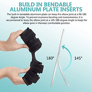 fibee Elbow Brace for Ulnar Nerve Entrapment,Cubital Tunnel Brace for Sleeping,Adjustable Elbow Immobilizer for Tendonitis,Arthritis and Pain Relief,Elbow Stabilizer Brace for Men and Women(L/XL)