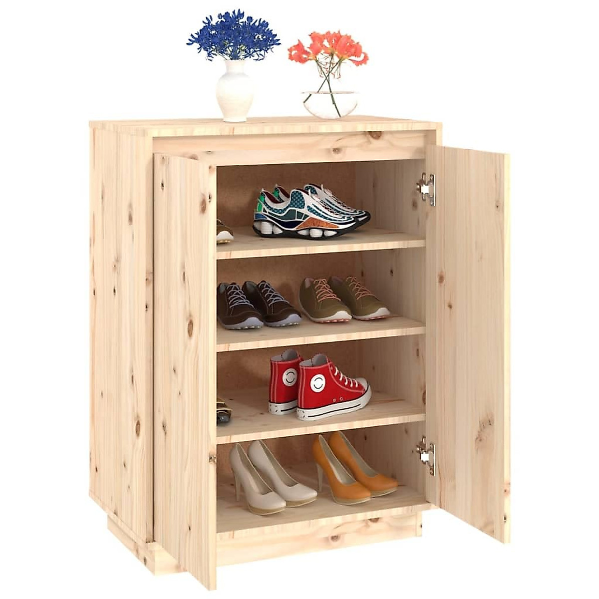 VRAXO Shoe Cabinet 23.6"x13.8"x31.5" Solid Wood Pine,Shoe Racks & Organizers-31.79lbs