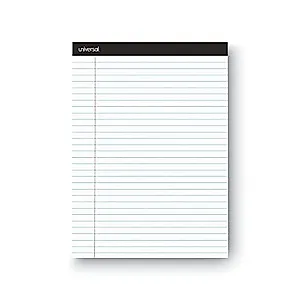 Universal 30730 Premium Ruled Writing Pads, White, 8.5 x 11.75, Legal/Wide, 50 Sheets (Pack of 12 Pads)