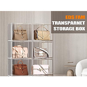 10Pack Clear Stackable Plastic Storage Bins with Magnetic Attraction Lid, Dustproof Book & Cosmetic Display Cases, Large Figures Collectibles Showcase, Shoe Box, Bag Organizer