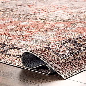 nuLOOM Emelina Traditional Persian Machine Washable Area Rug, 5x8, Red