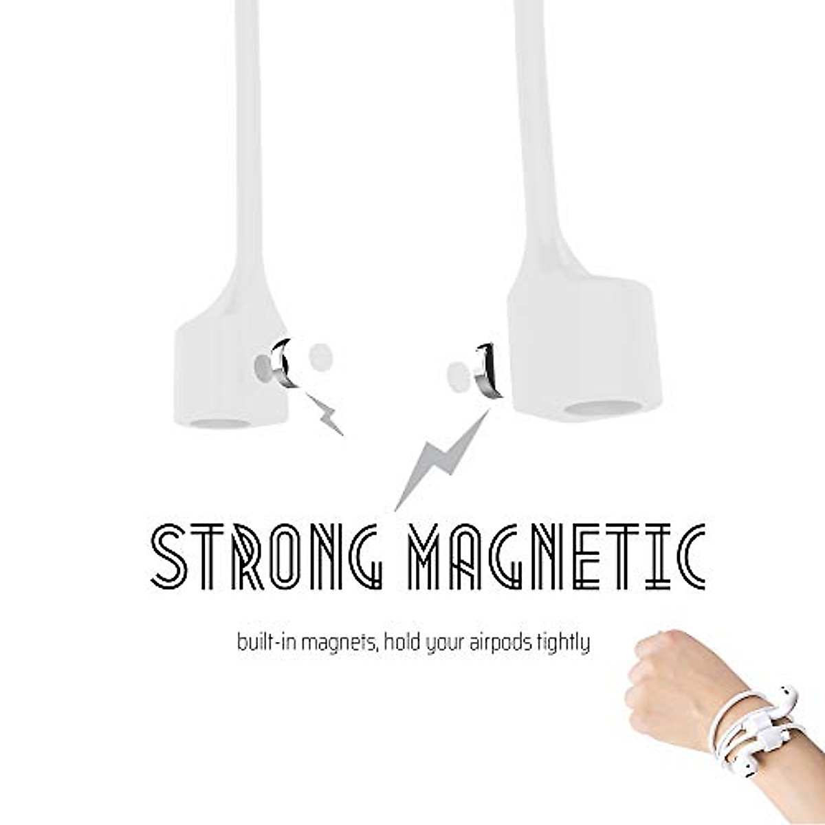 Ultra Strong Magnetic Airpod Pro Strap Anti-Lost Cord Sports Lanyard Compatible with Airpods 3rd 2nd Generation Pro 3 2 1 (White)