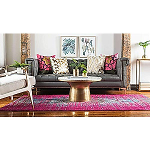 Unique Loom Vita Collection Saturated Over-Dyed Traditional Gradient Area Rug, 4 ft x 6 ft, Fuchsia/Light Blue