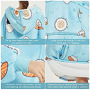 tramobe Blanket Hoodie Wearable Blanket Adult,Oversized Sherpa Blanket Sweatshirt with Giant Pocket and Sleeves,Warm Plush Hooded Blanket for Women & Men