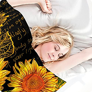 Sunflower Blanket Flower Soft Throw Blanket Bright Yellow Warm Lightweight Blankets Sunflower Gifts for Women Small Travel Plush Blanket for Bed Sofa Living Room Decor 40x50inch