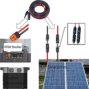 iHaospace XT60i Adapter to Solar Connector Cable 12AWG 50FT, XT60i to Solar Panel Extension Cable 50 FEET 12 Gauge 15.24m for Ecoflow River and Delta Series Bluetti EB55 Power Station (XT60i 50FT)