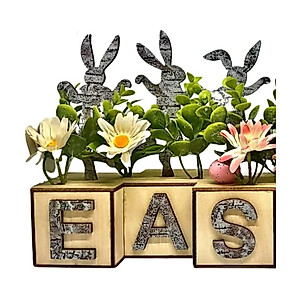 AXI Easter Centerpiece, Easter Decorations for The Home, Bunny Decor, Indoor Use Only, 15x8 Unique Handmade Centerpiece, Nice Spring Gift