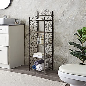 Kings Brand Furniture - 5 Tier Bathroom Storage Shelf Unit, Free-Standing Metal Rack Shelving for Kitchen, Living Room, Hallway, Pewter