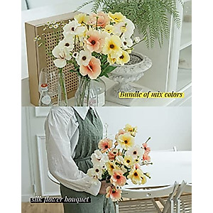 Kamang Ranunculus Flowers White Silk Flower (3 Stems) for Home Decor and Wedding. Artificial Flower for White Spring Decor. Floral Arrangement and Table Centerpiece. White Silk Flowers (White)