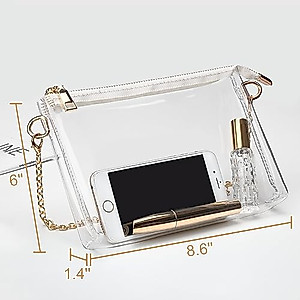 BS-VOG Clear Purse for Women Stadium Approved, Small Clear Crossbody Bag with Zipper, Clear Stadium Bag for Concerts Sports