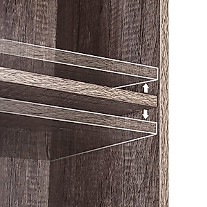 PUPL 8-Tier Media Tower Rack, CD DVD Storage Organizer Cabinet with Adjustable Shelves, 11.6 x 9.3 x 70.9 Inches Slim Wood Look Bookshelf Display Bookcase for Home Office, Oak