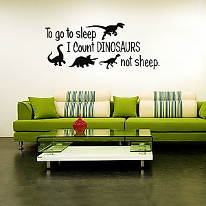 to Go to Sleep I Count Dinosaurs Not Sheep Vinyl Wall Decals Kids Room Bedroom Nursery Cartoon Wall Art Home Decor Stickers